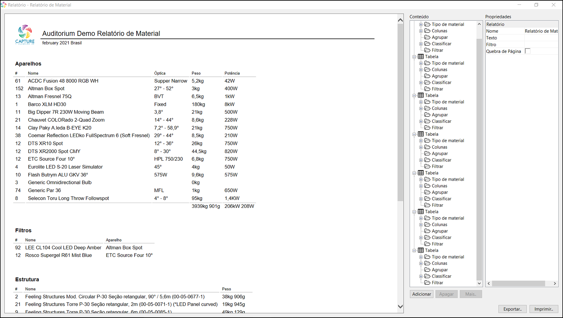 9 Editor de Relatórios | Manual de Referência do Capture 2021